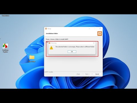 The selected folder is not empty please select a different folder