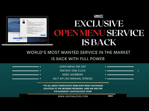 LU EXCLUSIVE UPDATE: OPEN MENU ICLOUD REMOVAL [With Jailbreak] INSTANT FMI OFF TUTORIAL
