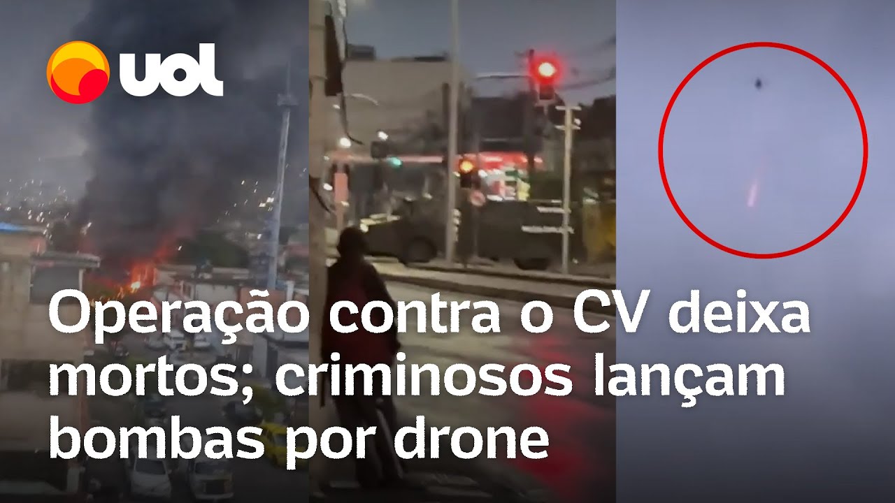 Operação na Penha: Drones do tráfico lançam bombas contra policiais; ação no RJ é contra o CV