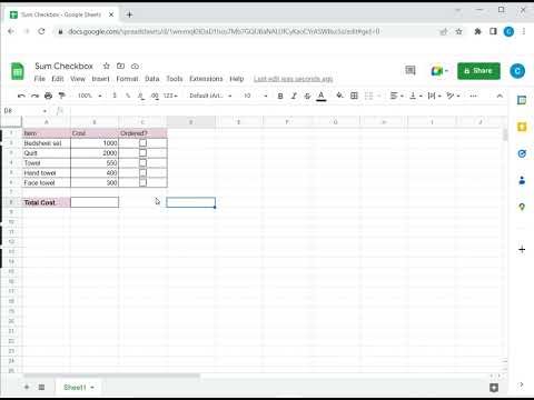 How to sum checkboxes in Google Sheets