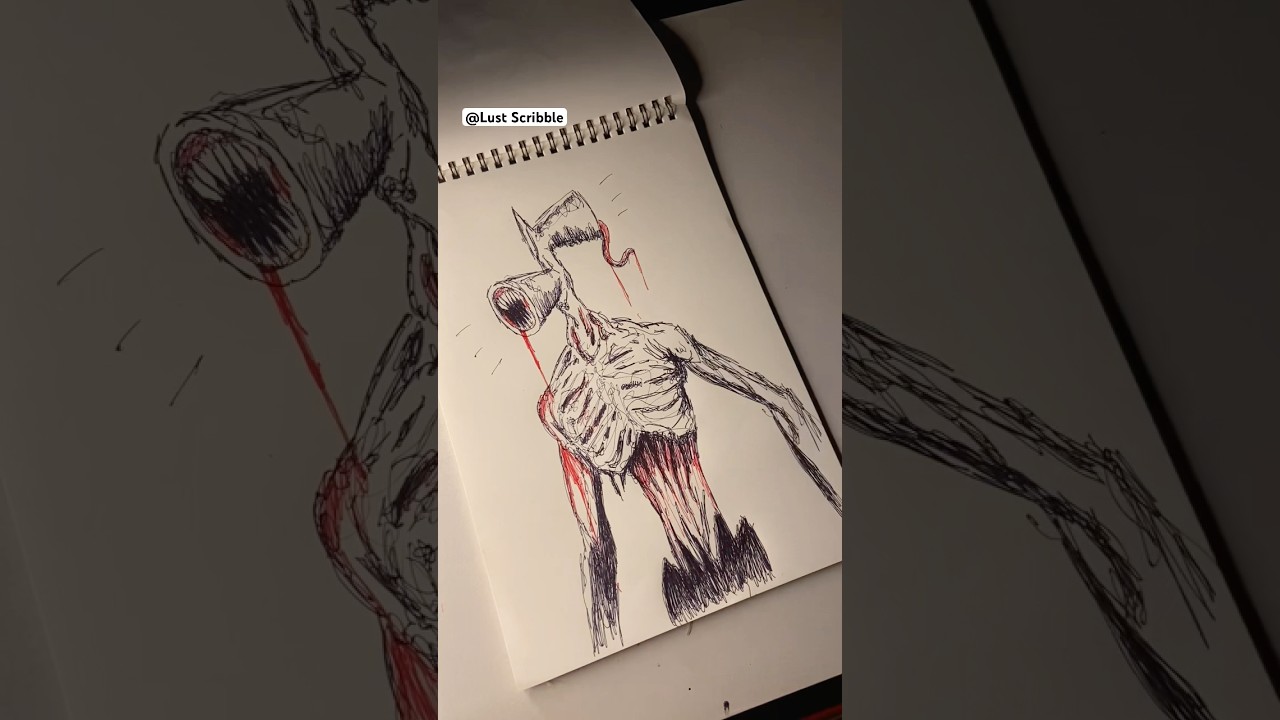 Drawing Scribble Art ( Siren Head ) #art #scribbleart #drawing #horror #sirenhead #creepy
