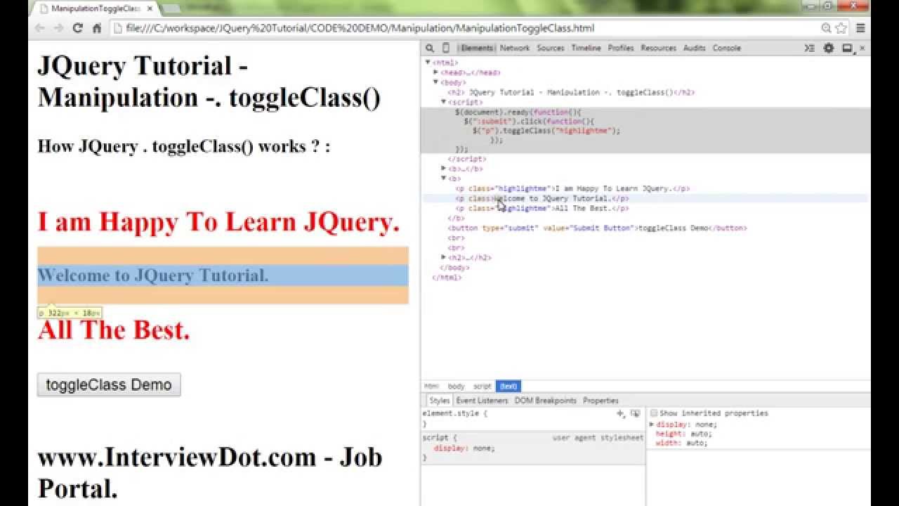 JQUERY TOGGLECLASS METHOD DEMO