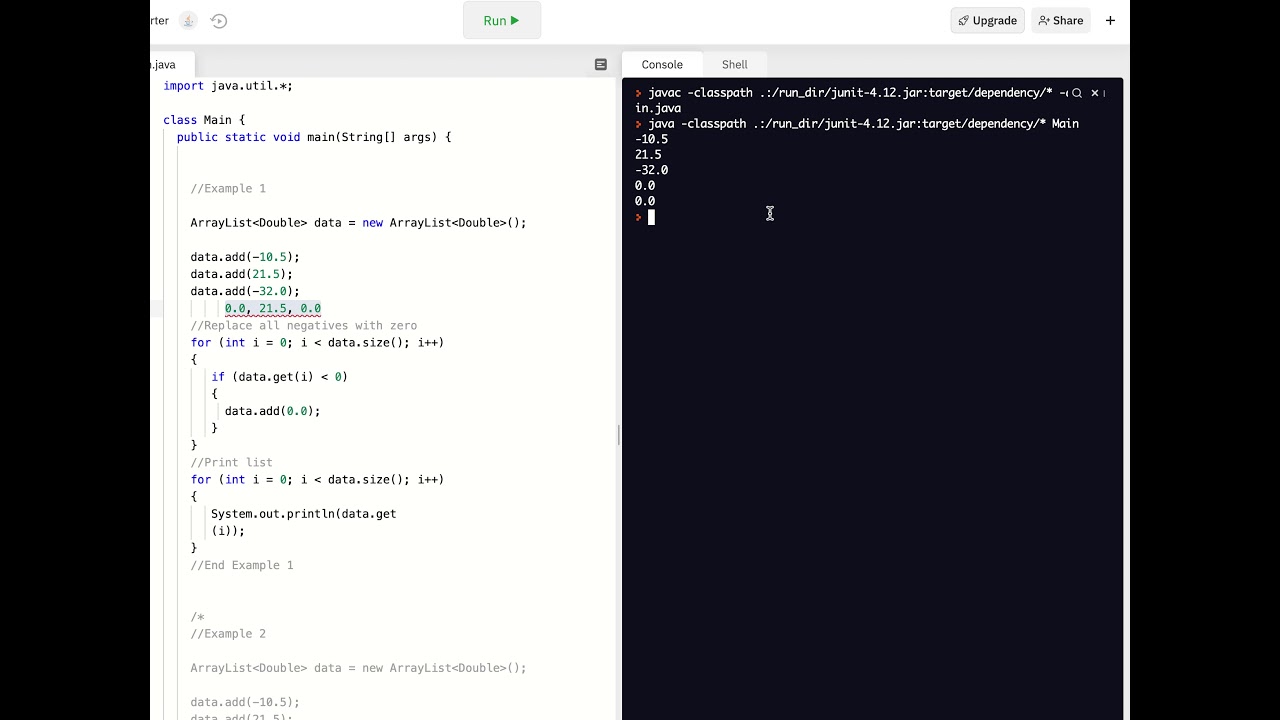 Example walkthrough helping a student debug a Java ArrayList (Conceptual Misunderstanding)