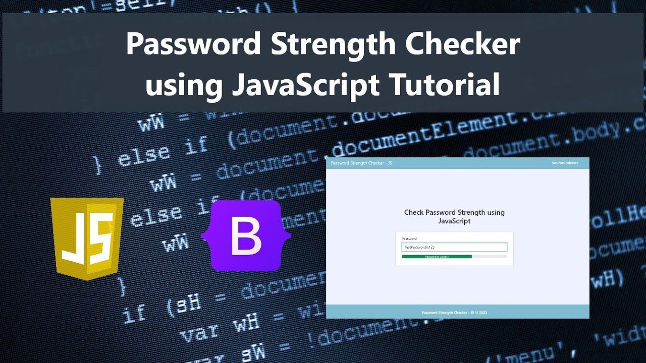 Password Strength Checker using JavaScript Tutorial DEMO