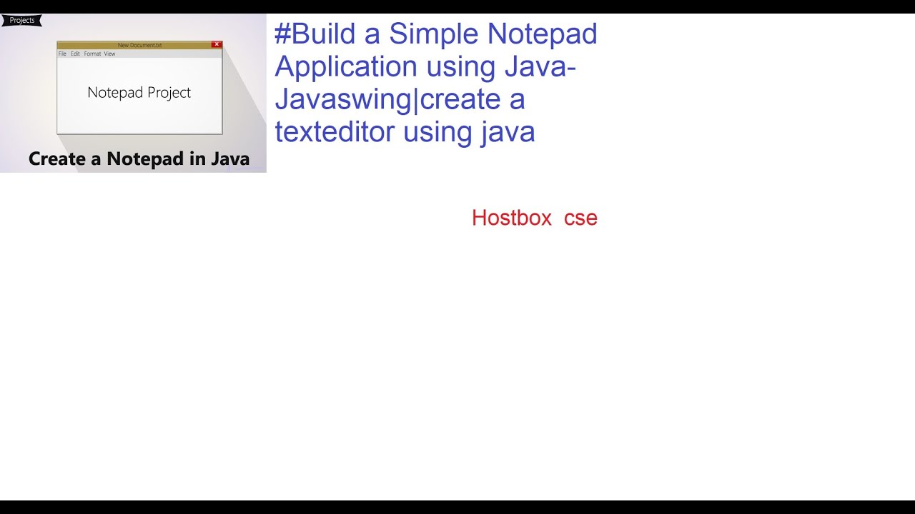 #Build a Simple Notepad Application using Java- Javaswing|create a texteditor using java  Hostboxcse