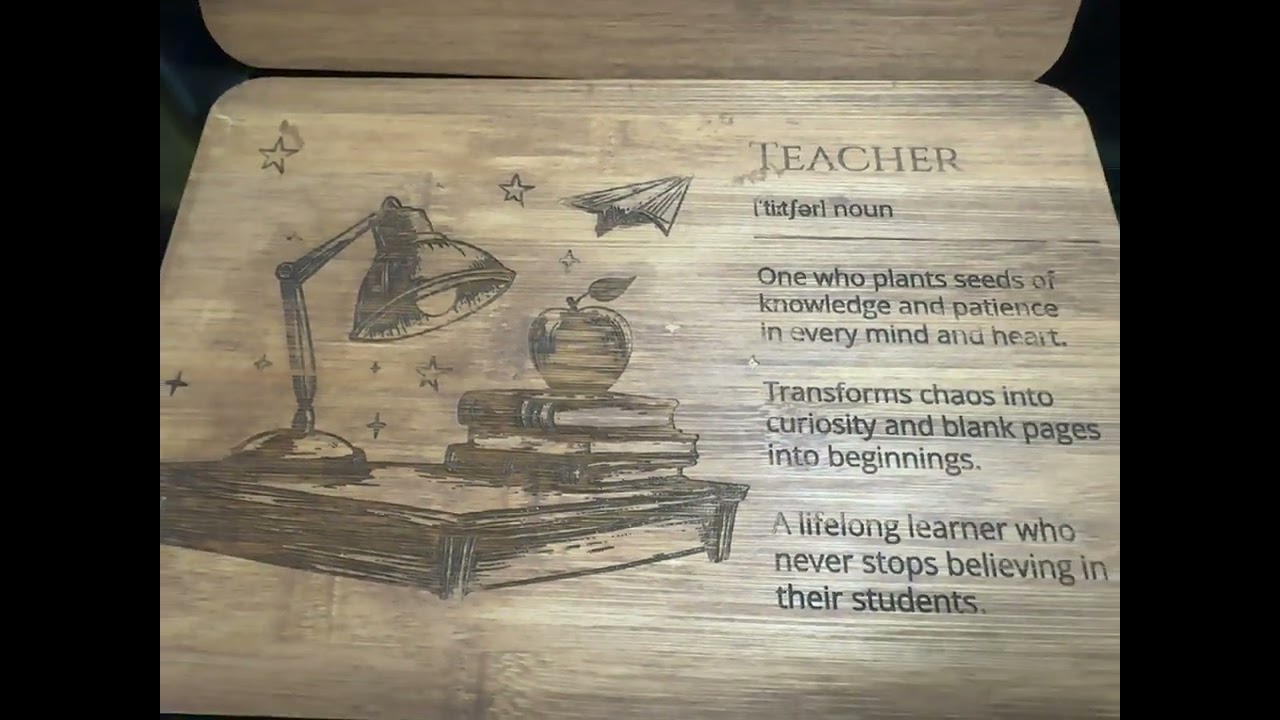 Handcrafted teacher appreciation charcuterie board, custom #LaserEngraved on the #WeCreat #teacher 