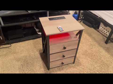 AMHANCIBLE LED Nightstands Set of 2, End Side Table with Wireless Charging Station Review