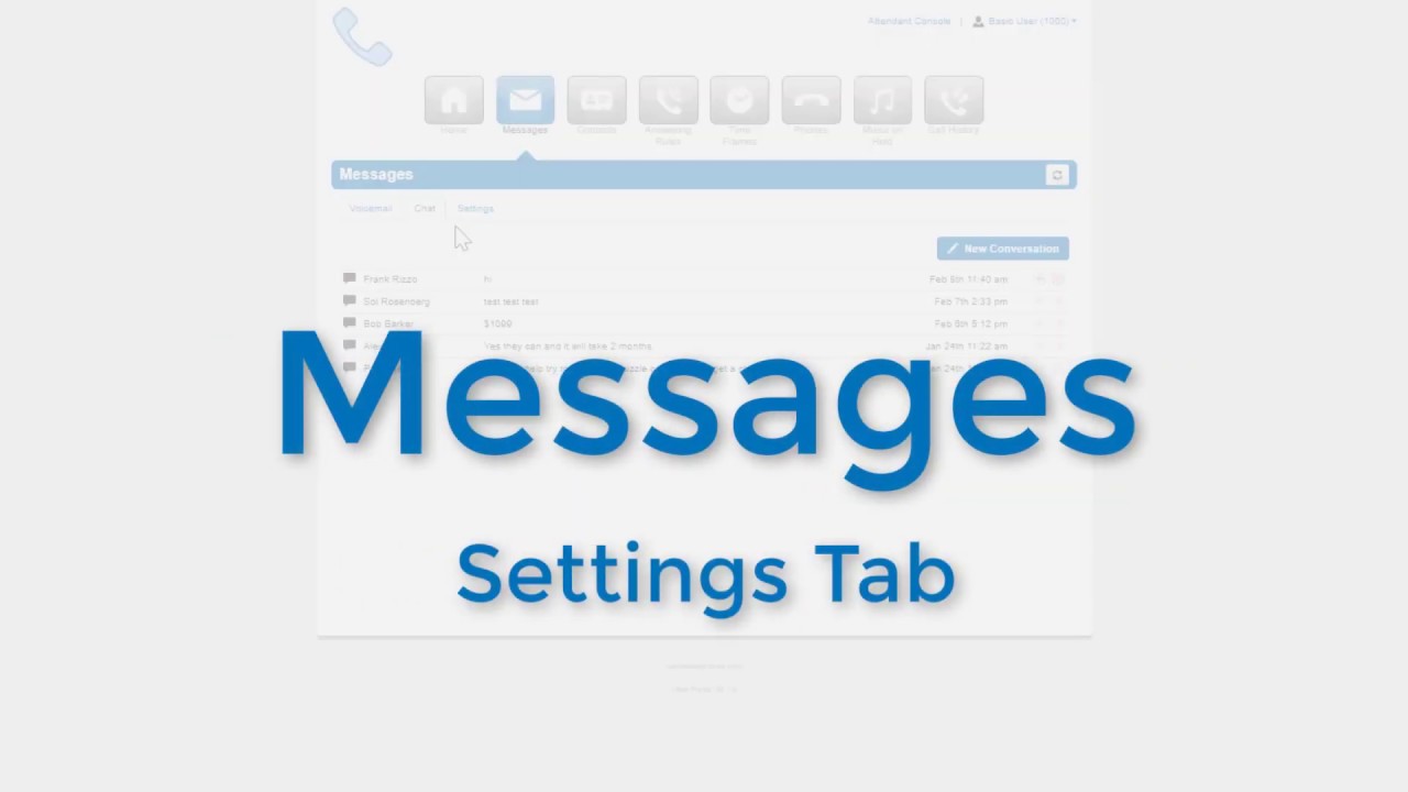 Basic User: Message Settings Tab