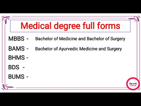 Medical degree full form/MBBS/BAMS/BHMS/BDS/MD/MS/B.Pharm/M.Pharm/D.Pharm/DMLT/BMLT/OTT/BNYS/Nursing