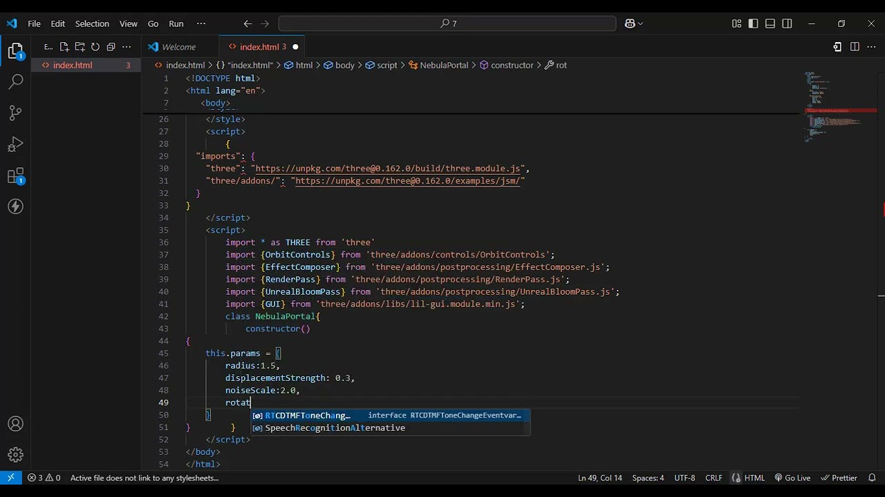 Create a Stunning 3D Nebula Portal with Three.js | Interactive WebGL Tutorial
