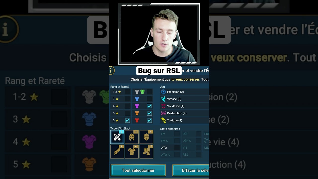 ⚠️ Nouveau Bug sur l’option du trie d’artéfacts ⚠️ #raidshadowlegends