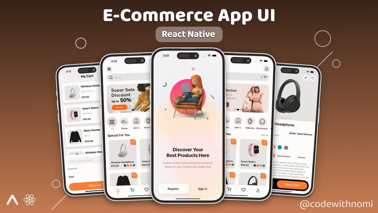 E-Commerce App UI in React Native | React Native Projects