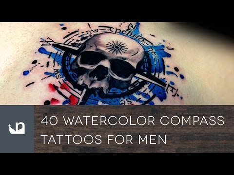 40 Watercolor Compass Tattoos For Men