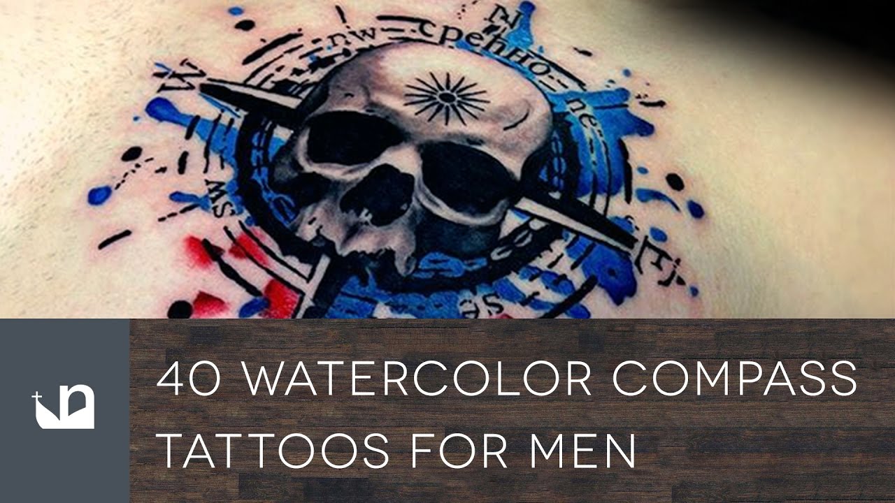 40 Watercolor Compass Tattoos For Men