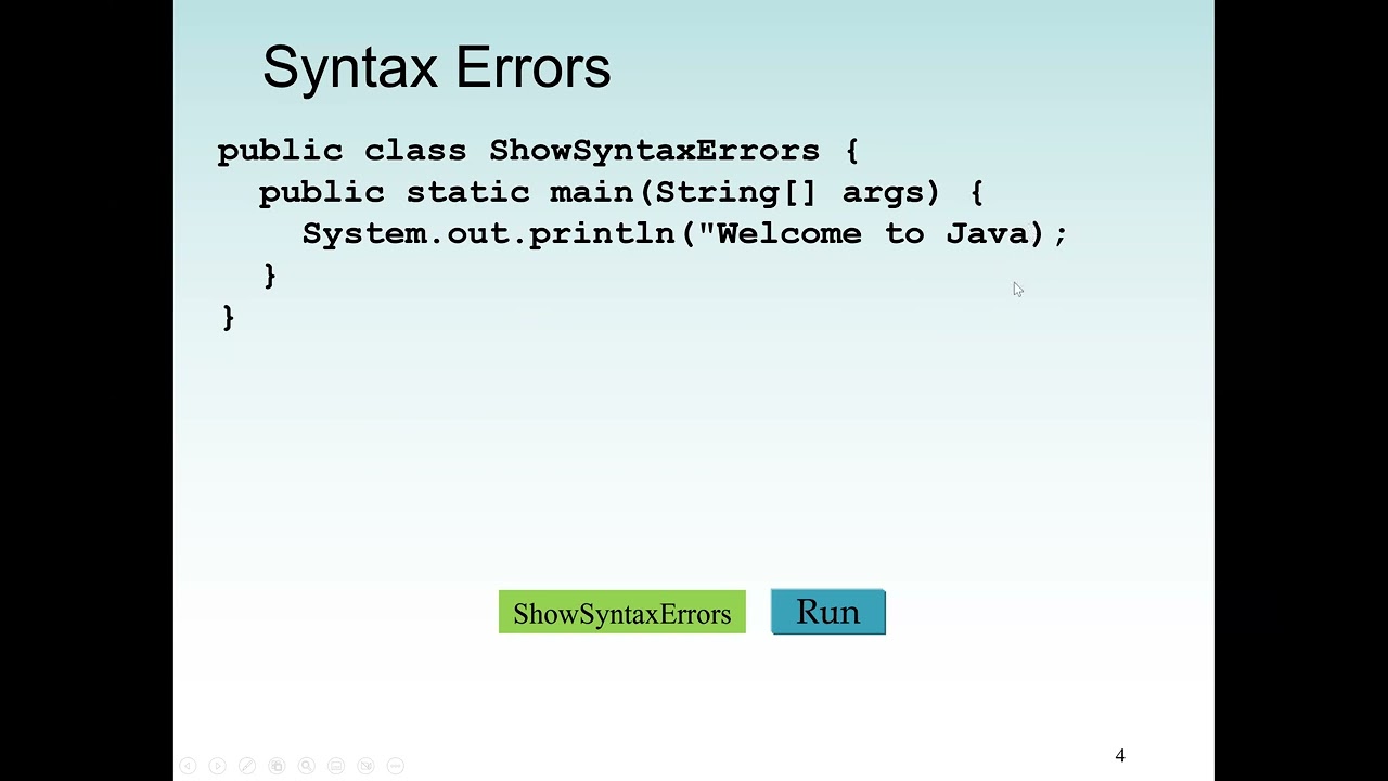 Type of Java Program Errors. Differences between syntax errors, runtime errors, and logic errors.