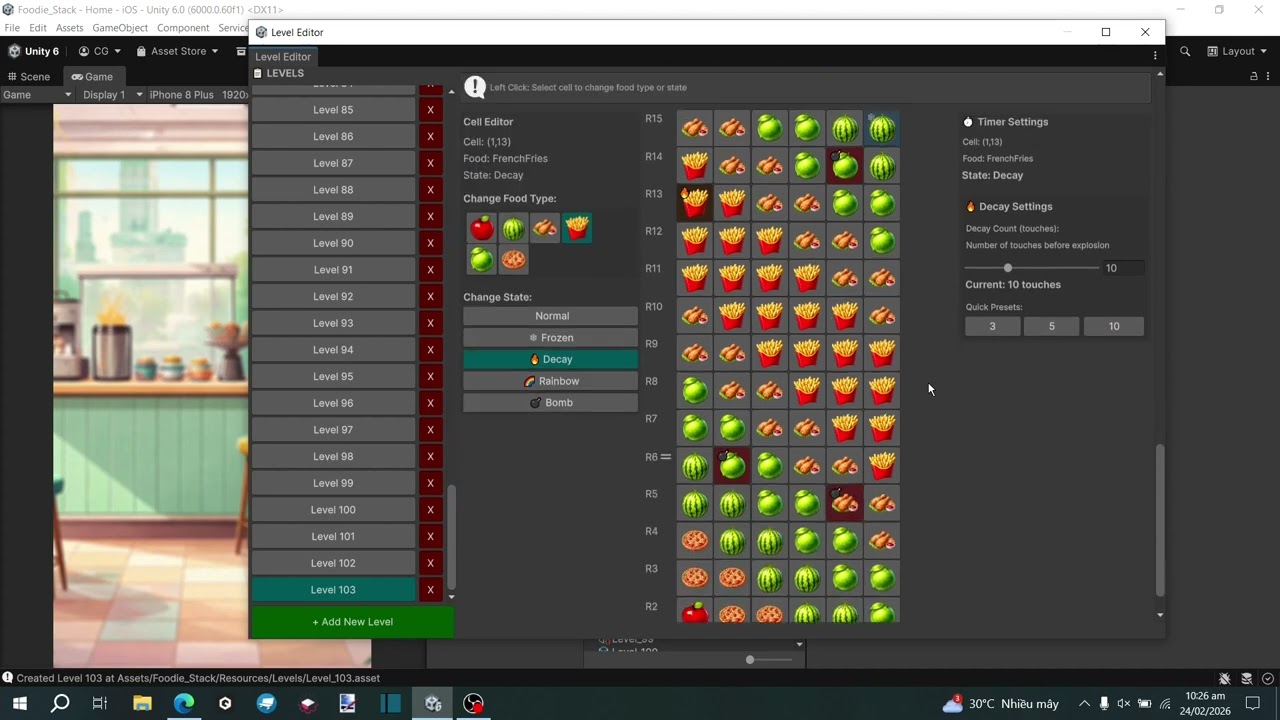Foodie Stack Puzzle - Level Editor