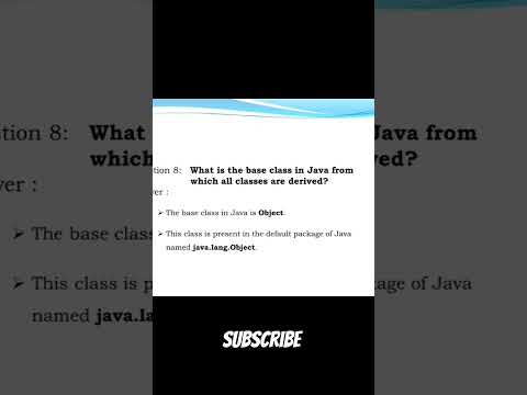 What is the base class in Java from which all classes are derived | #java #interview #questions