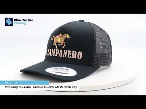 Embroidered Logo Sport Tek Yupoong ® 5 Panel Classic Trucker Mesh Back Cap