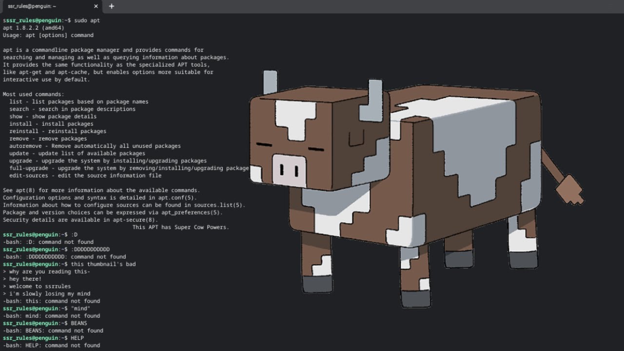 Super Cow Powers - Linux Easter Egg