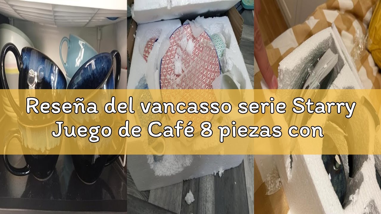 Reseña del vancasso serie Starry Juego de Café 8 piezas con 4 Tazas y 4 Platillos Vajillas de Gres p