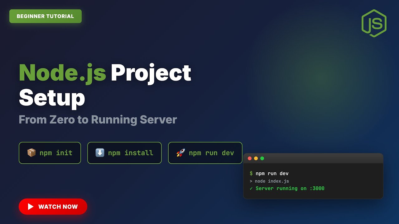 Node.js Project Setup from Scratch | npm init, install & run dev | Beginner Tutorial