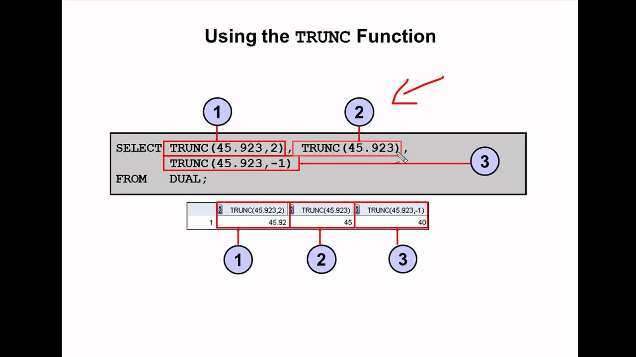 Oracle SQL Video Tutorial 17 - TRUNC function