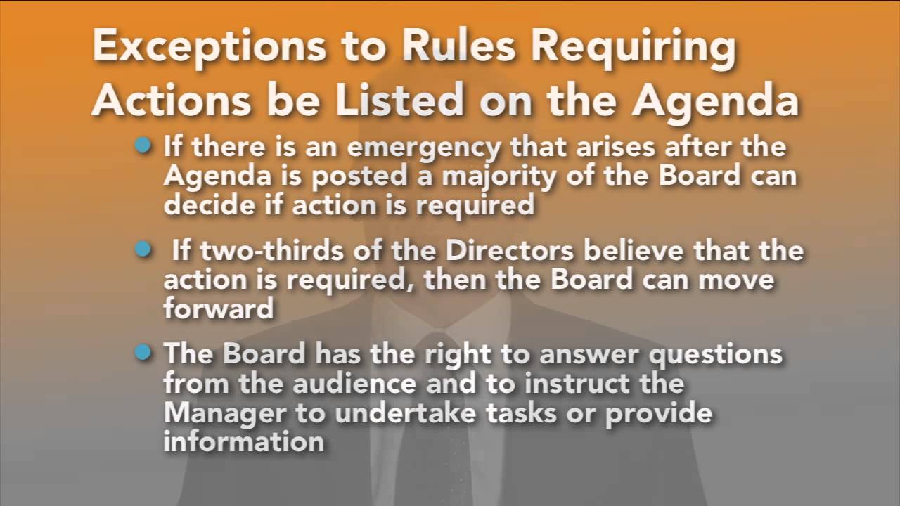 The Board Meeting Agenda