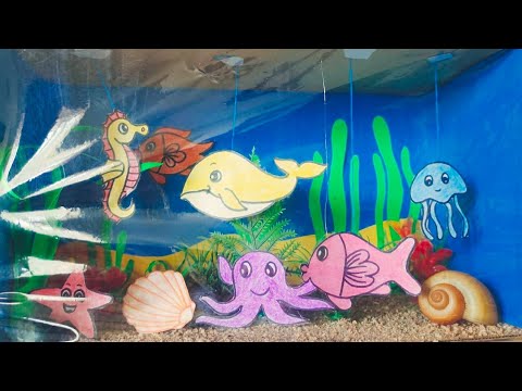 sea habitat model making using cardboard and paper | diorama model making |Shoe Box Aquarium