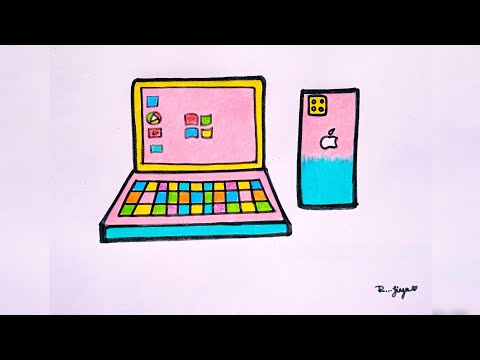 How To Draw Laptop and Mobile For kids & Toddlers