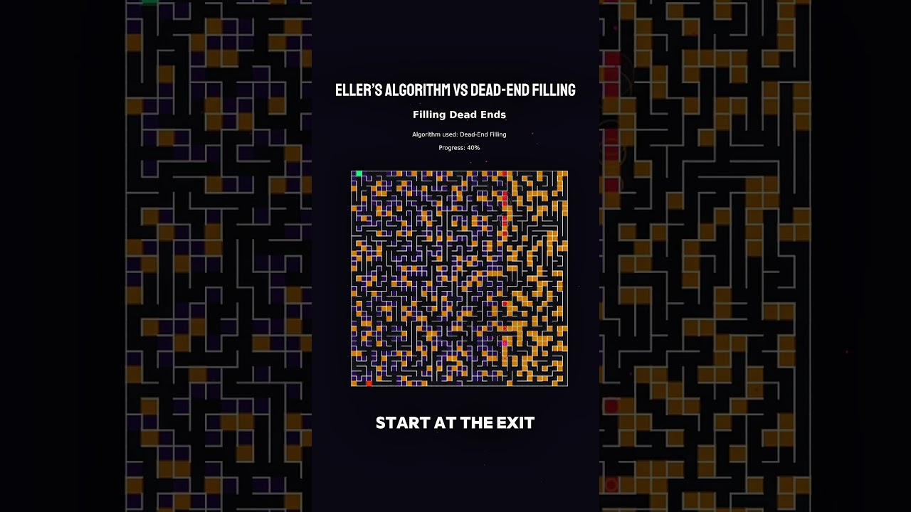 Eller's algorithm vs Dead-End Filling  #coding #programming #maze #donevdev #python #mazegeneration