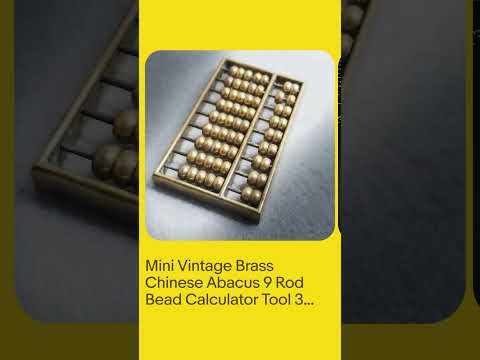 Mini Vintage Brass Chinese Abacus 9 Rod Bead Calculator Tool 3 Inch