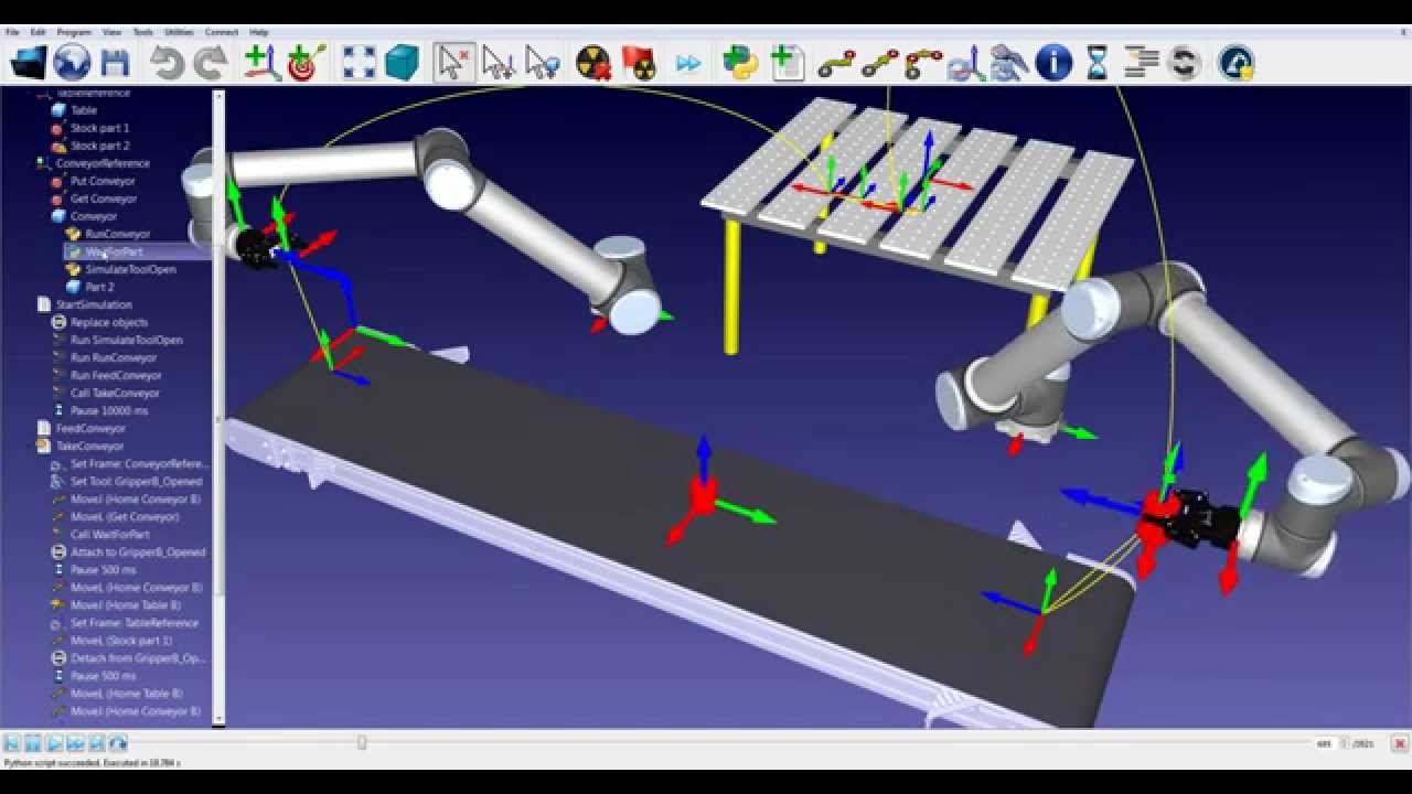 Conveyor Simulation with 2 robots - RoboDK