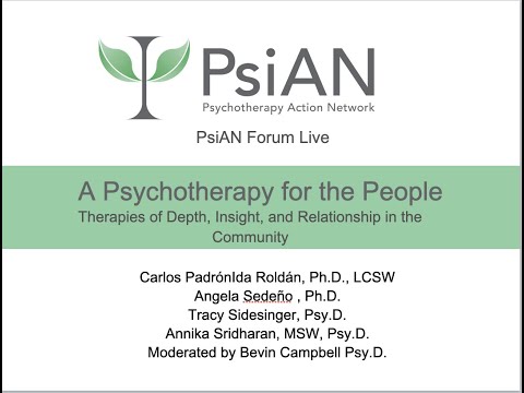 PsiAN Forum Live: A Psychotherapy for the People