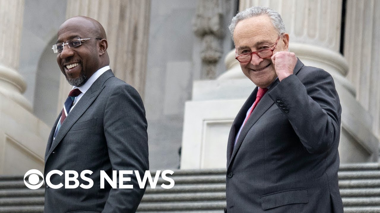 Senate Democrats celebrate Raphael Warnock's projected win in Georgia runoff