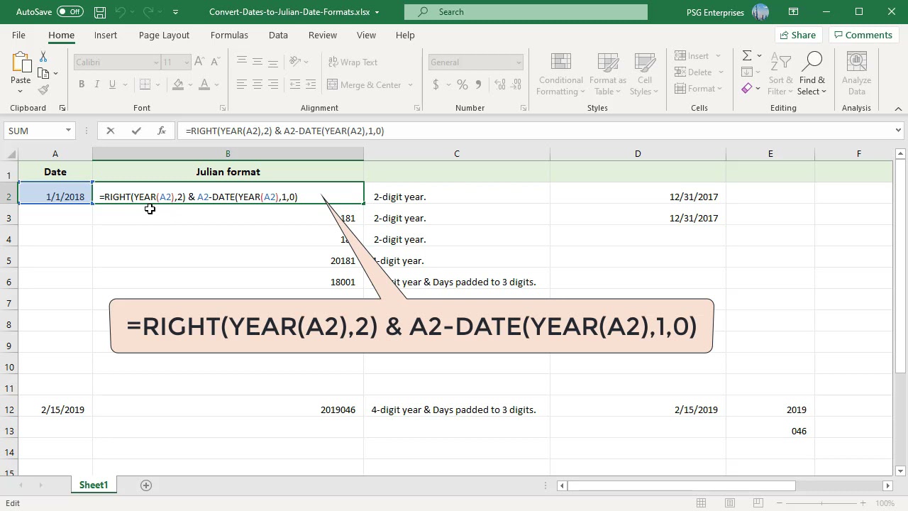 How to Convert Dates to Julian Date Formats in Excel - Office 365
