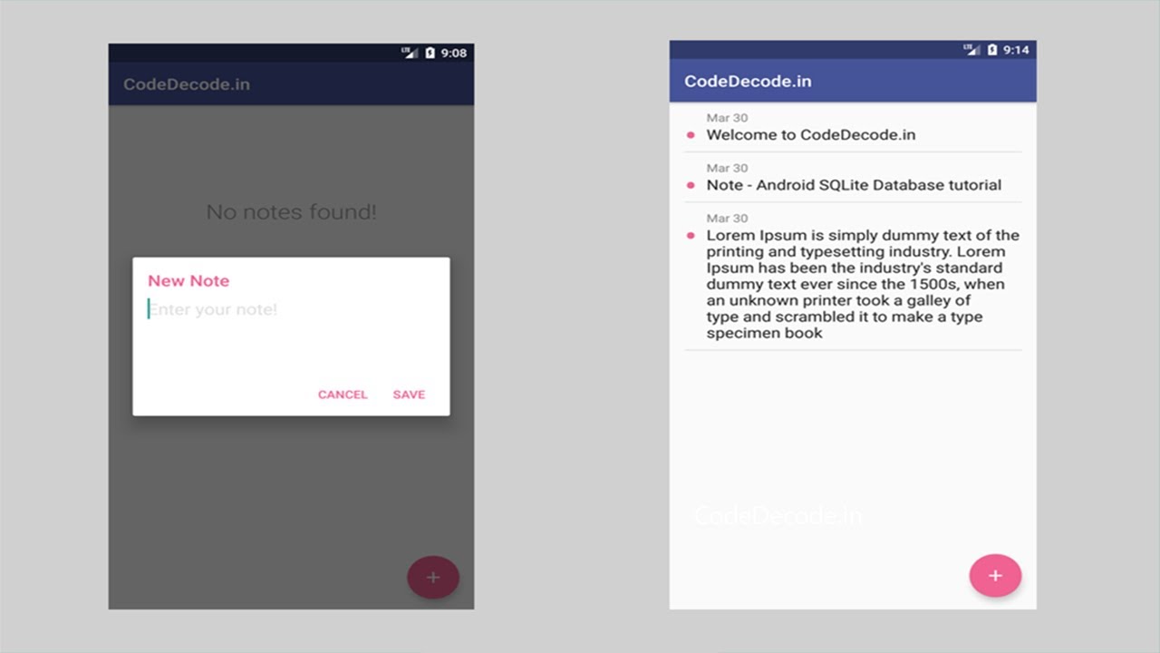 Android SQLite Database Tutorial – Notes App | CodeDecode