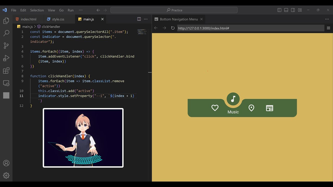 ASMR Programming - Bottom Navigation Menu | HTML, CSS, JS - No Talking