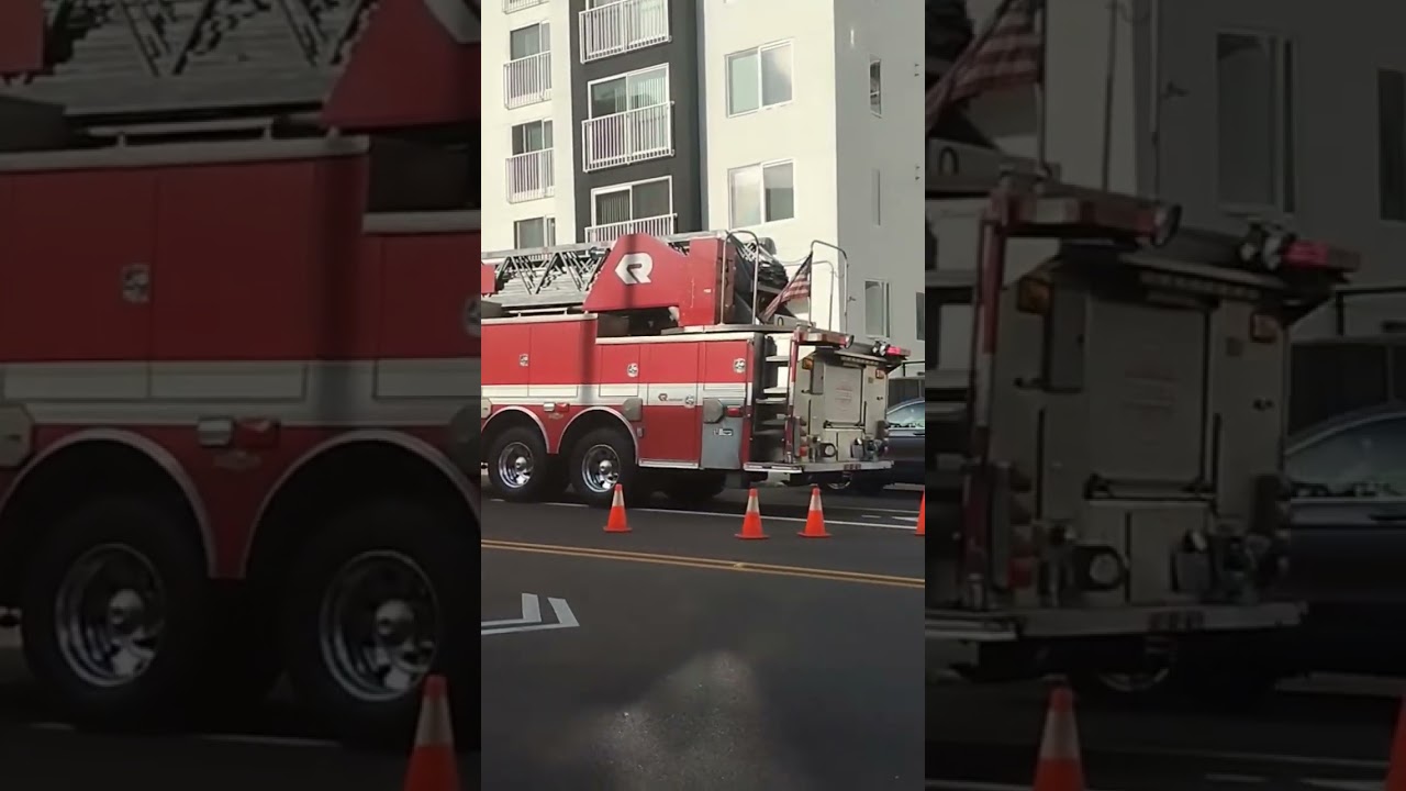 temple theater fire in Tacoma WA multiple fire trucks and west Pierce fire from Lakewood WA