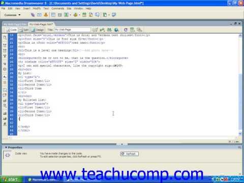 HTML Tutorial Bulleted Unordered Lists Training Lesson 6.2