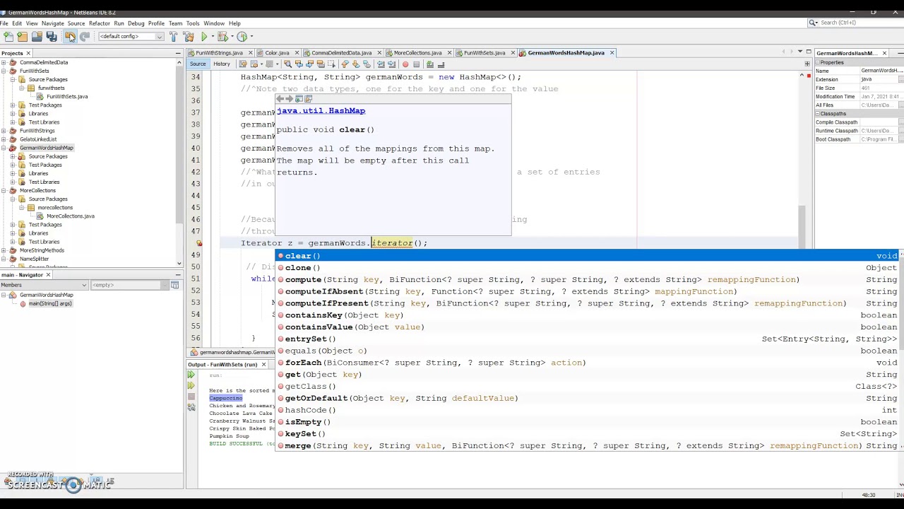 Using a HashMap to Store Key Value Pairs