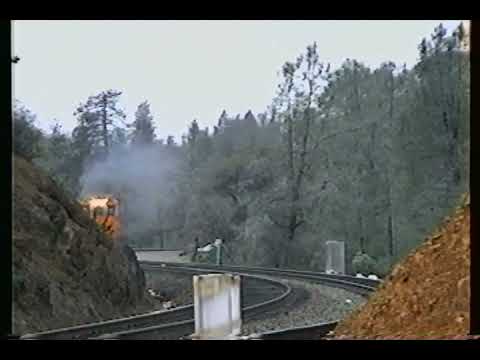 Southern Pacific 4344 pushing the spreader at Bowman 1995