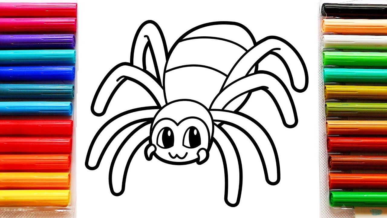 Coloring for Kids with Spider - Coloring Pages with Markers