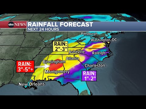 Flash flooding and tornado threat moves to Southeast: LIVE WEATHER MAP