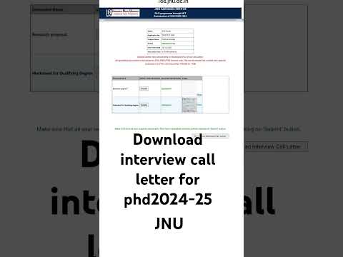 Download interview call letter JNU PHD 2025 #ugc #jnuadmission #jnu