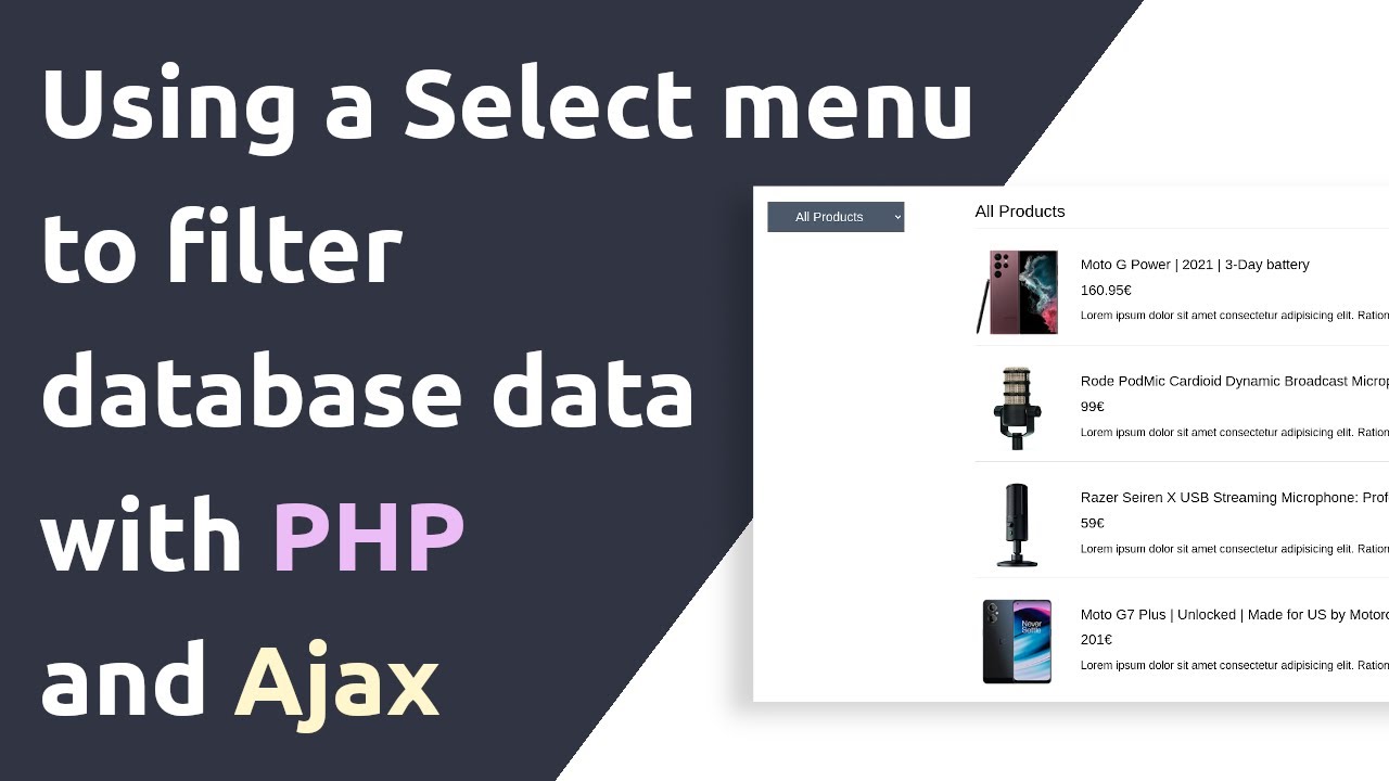 Filtering Database Data with a Select Drop Down Menu Using JavaScript PHP and MySQL