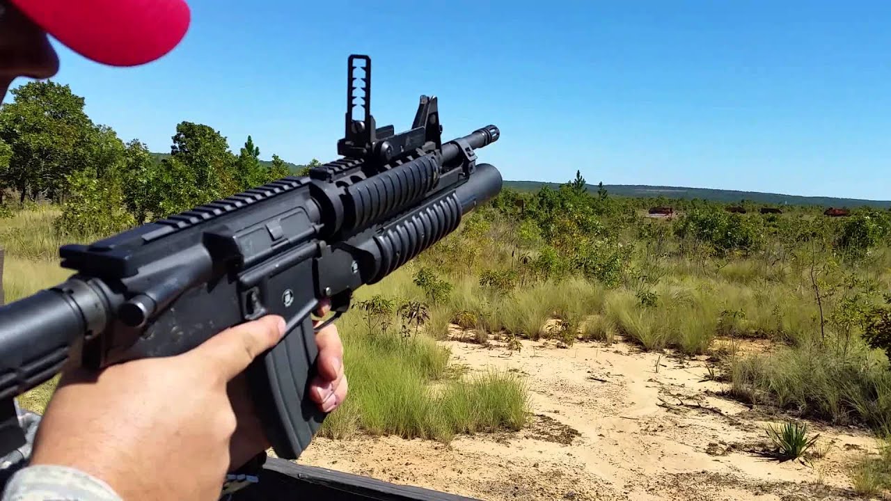 Shooting the M203. Training rounds.