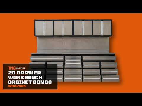 TMG Pro Series 10-FT 20 Drawer Stainless Steel Workbench Cabinet Combo, TMG WBC20DS