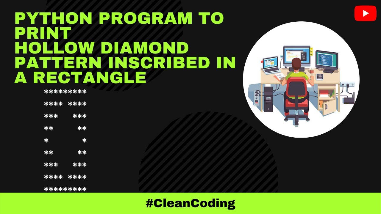 Hollow Diamond Inscribed in a Rectangle Star Pattern | Python Program | Python Guy #shorts