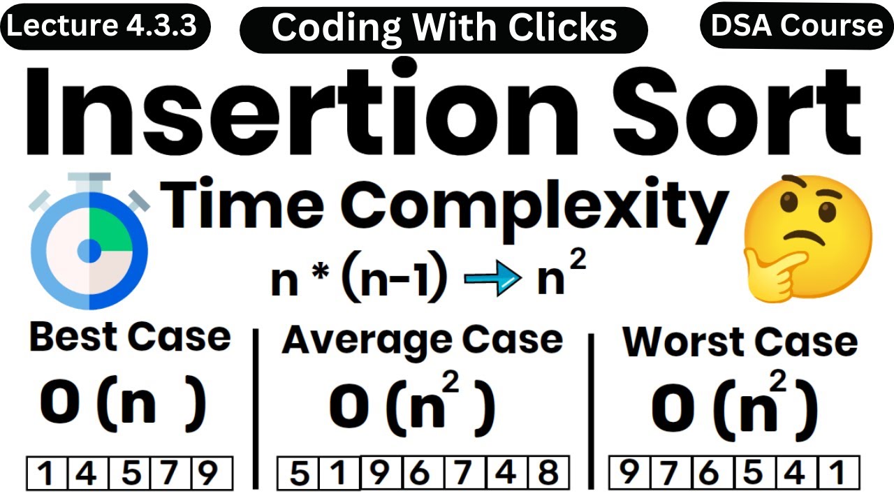 Insertion sort time complexity | Insertion sort algorithm | Insertion Sort in Data Structure