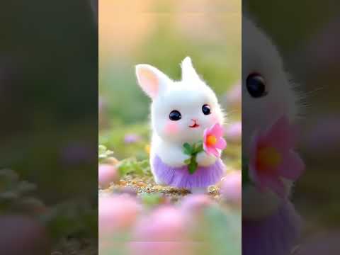 beautiful rabbit holding flowers#trending #mybunny#funny #rabbit #animals #art #cutecat #shorts#dog